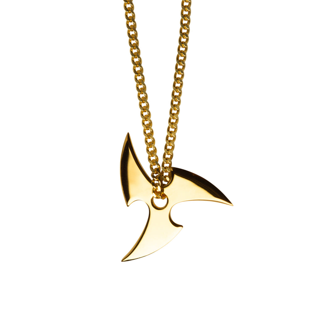 SHURIKEN TRIPLE BLADE GOLD NECKLACE - SHINY